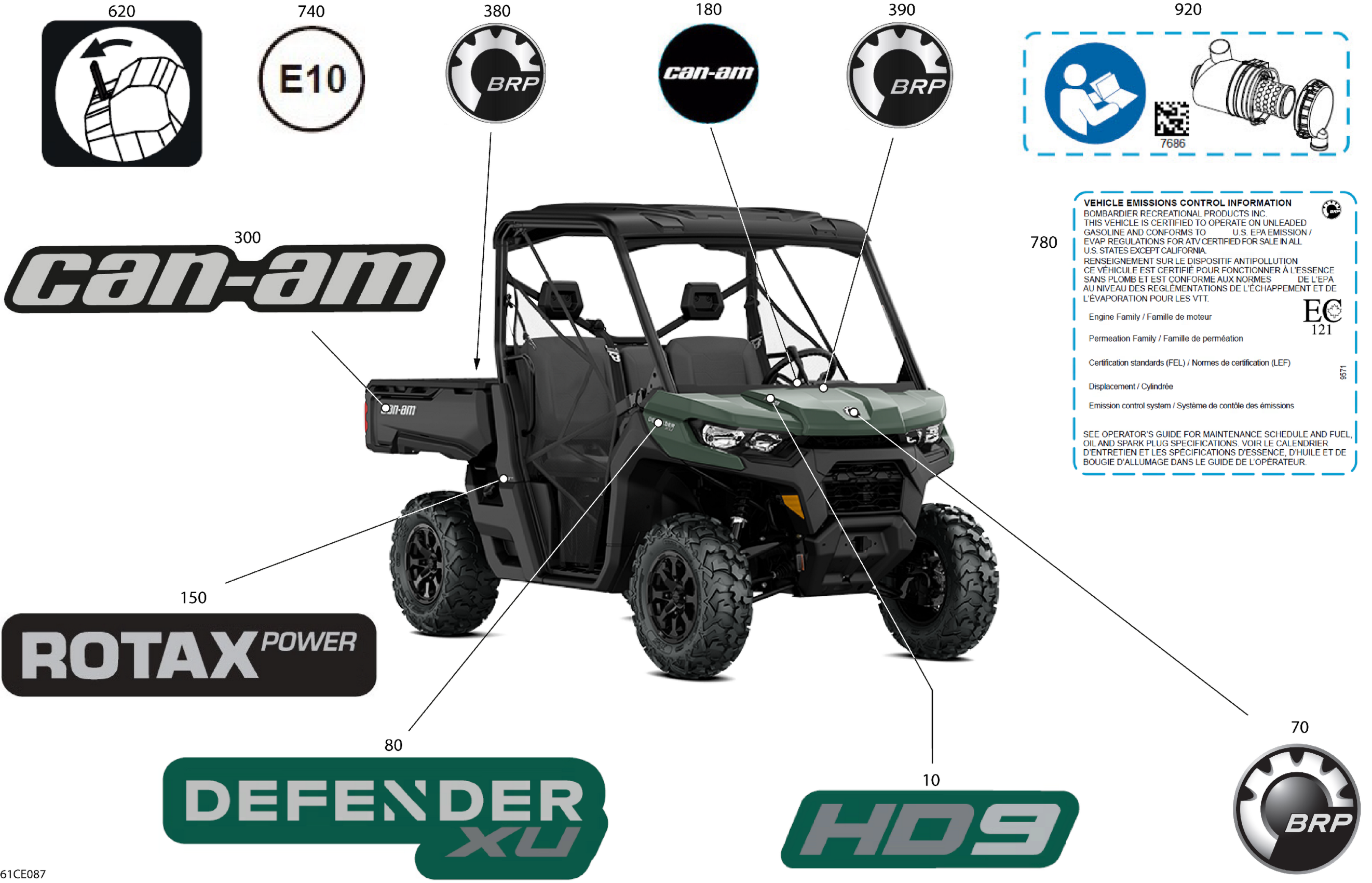 International - Defender - HD9 - XU - 9WSB - Compass Green - 62" Width ...
