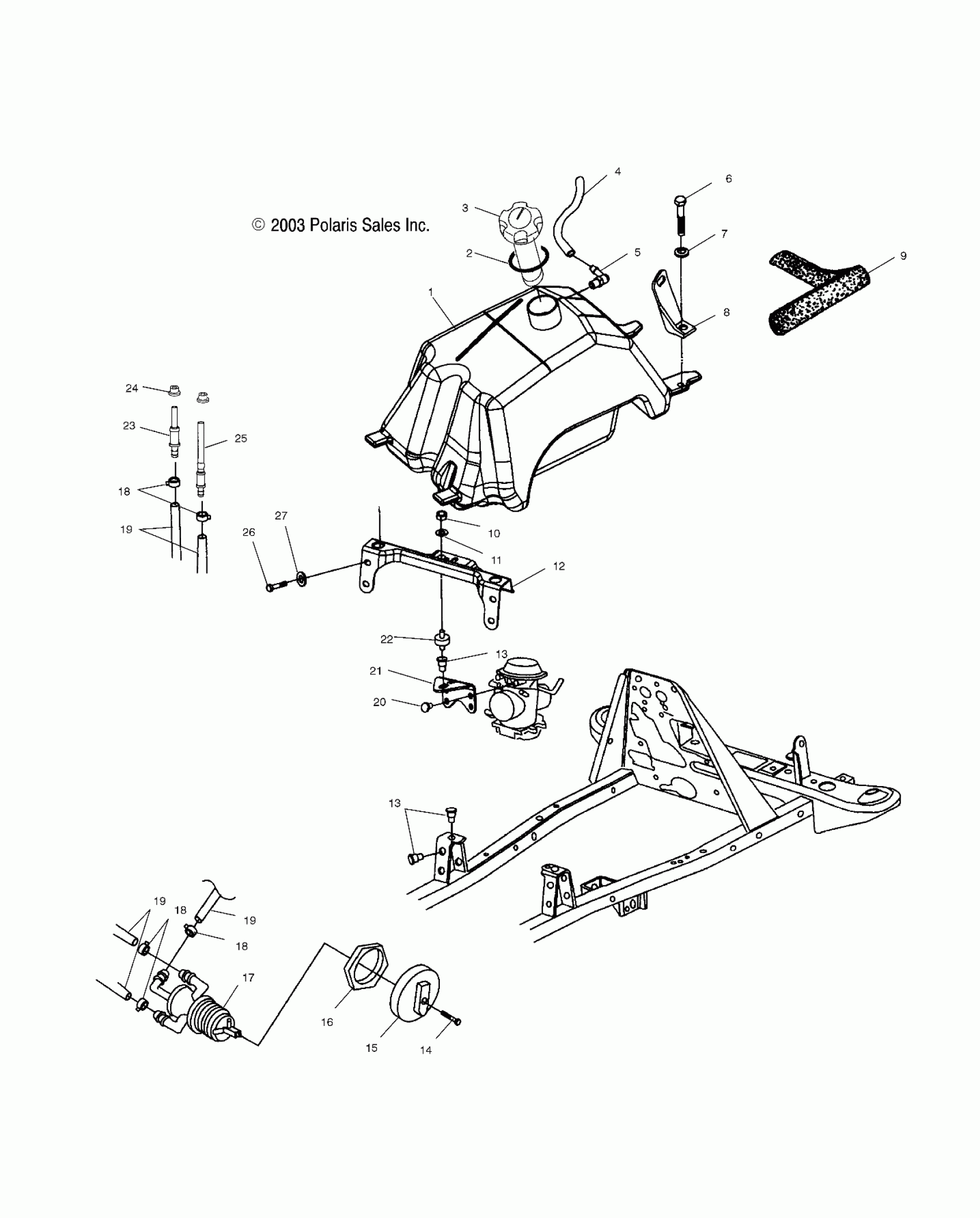 MAGNUM 330 4X4 - A04CD32AA 2004 ATV ATV Polaris FUEL TANK and ...