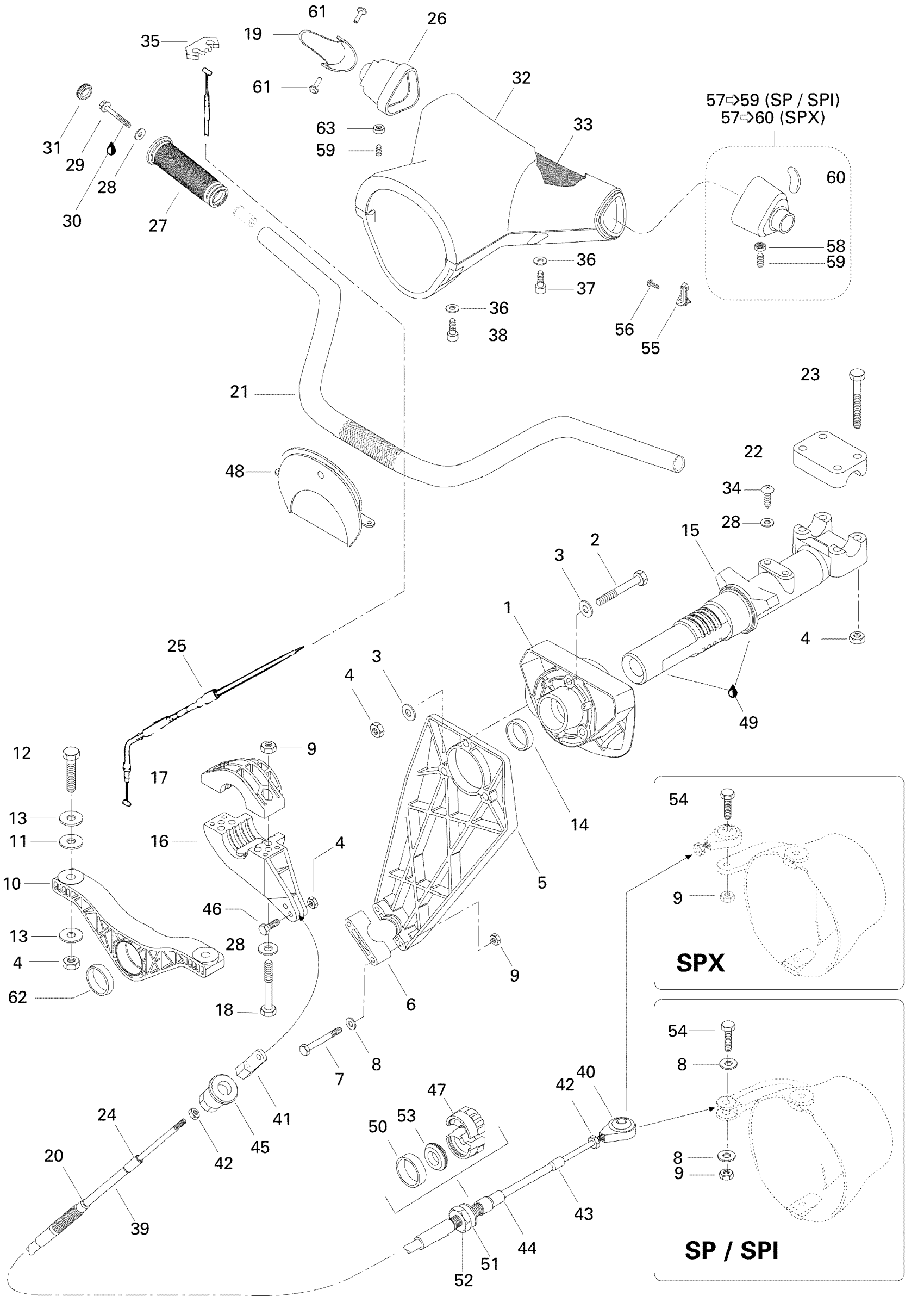 SPI, 5878, 1996 SP 1996 Watercraft Sea-doo 07- Steering System SPI ...
